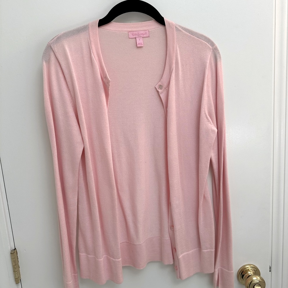 Lilly Pulitzer Light Pink Cardigan, Size Small - Gem